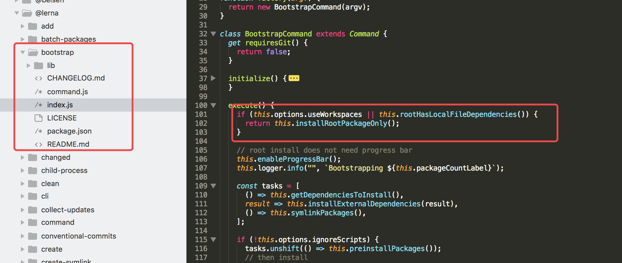 Why the root manifest has local dependencies with `file:` specifiers, the lerna bootstrap just ...